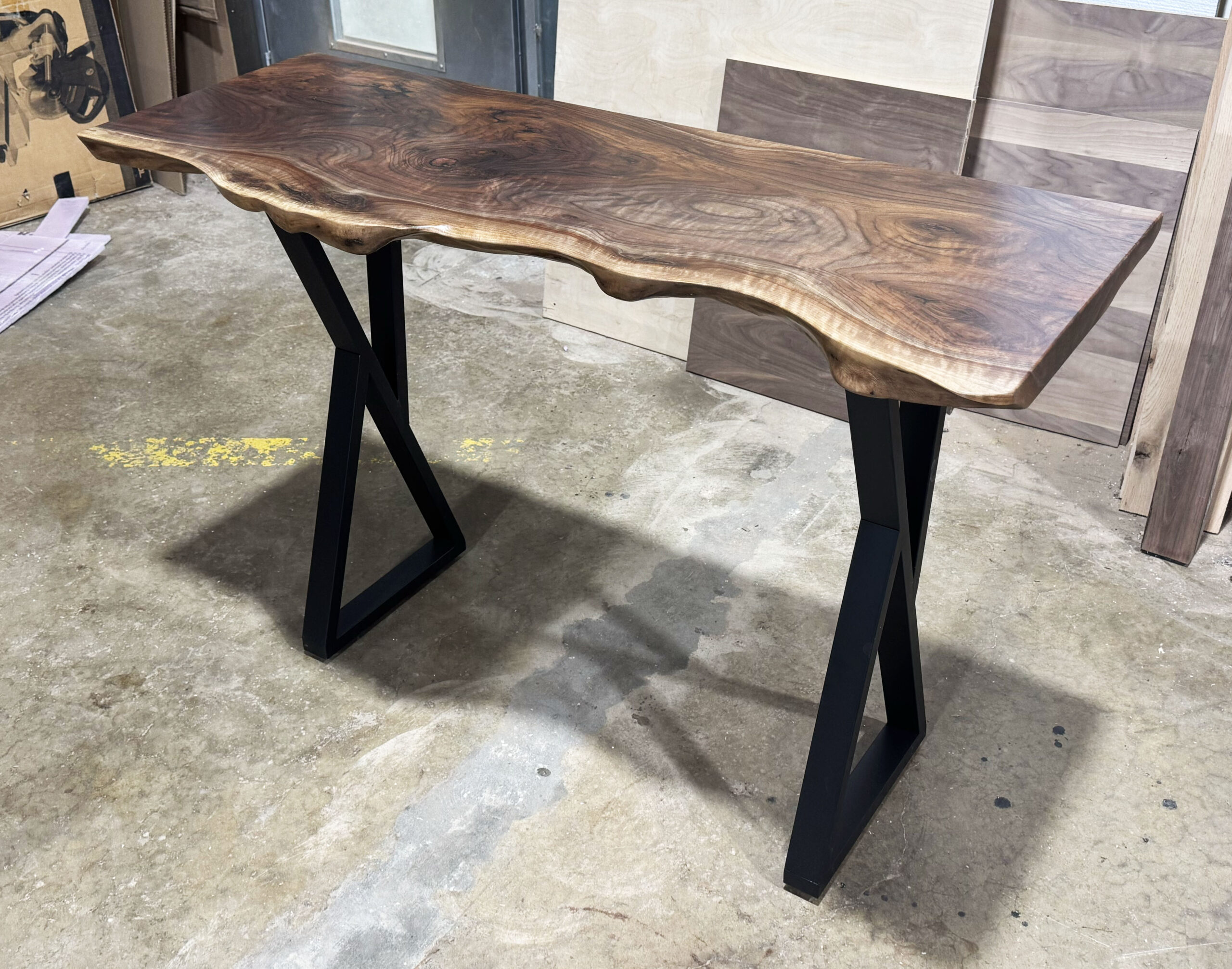 Solid Live Edge Walnut Hallway Table - Chagrin Valley Custom Furniture