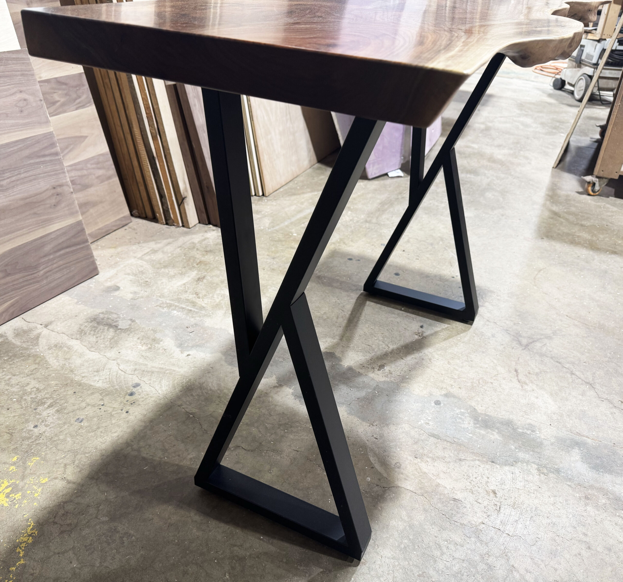 Solid Live Edge Walnut Hallway Table - Chagrin Valley Custom Furniture