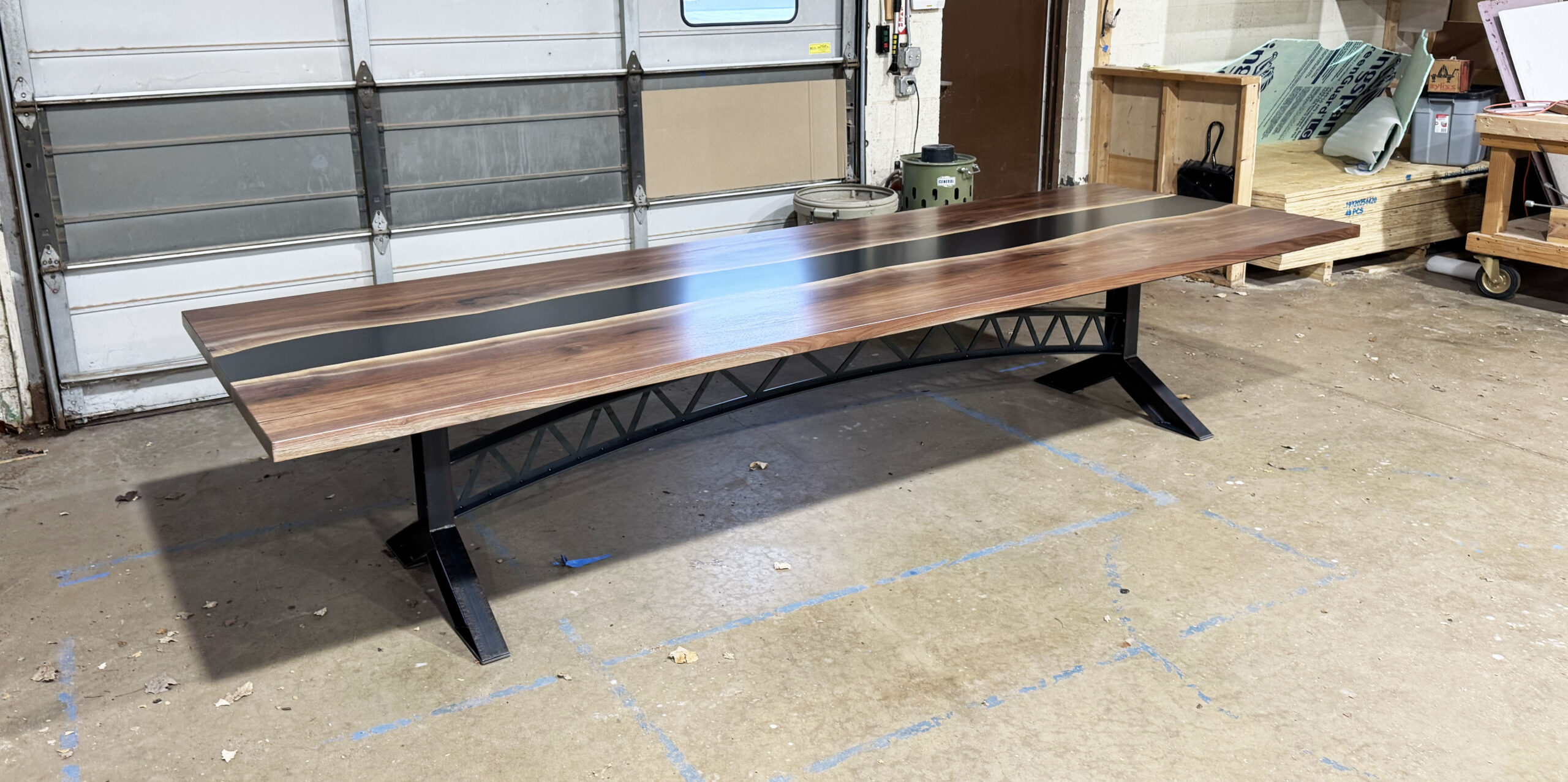 Black Walnut Conference Table With Black Resin River - Chagrin Valley ...