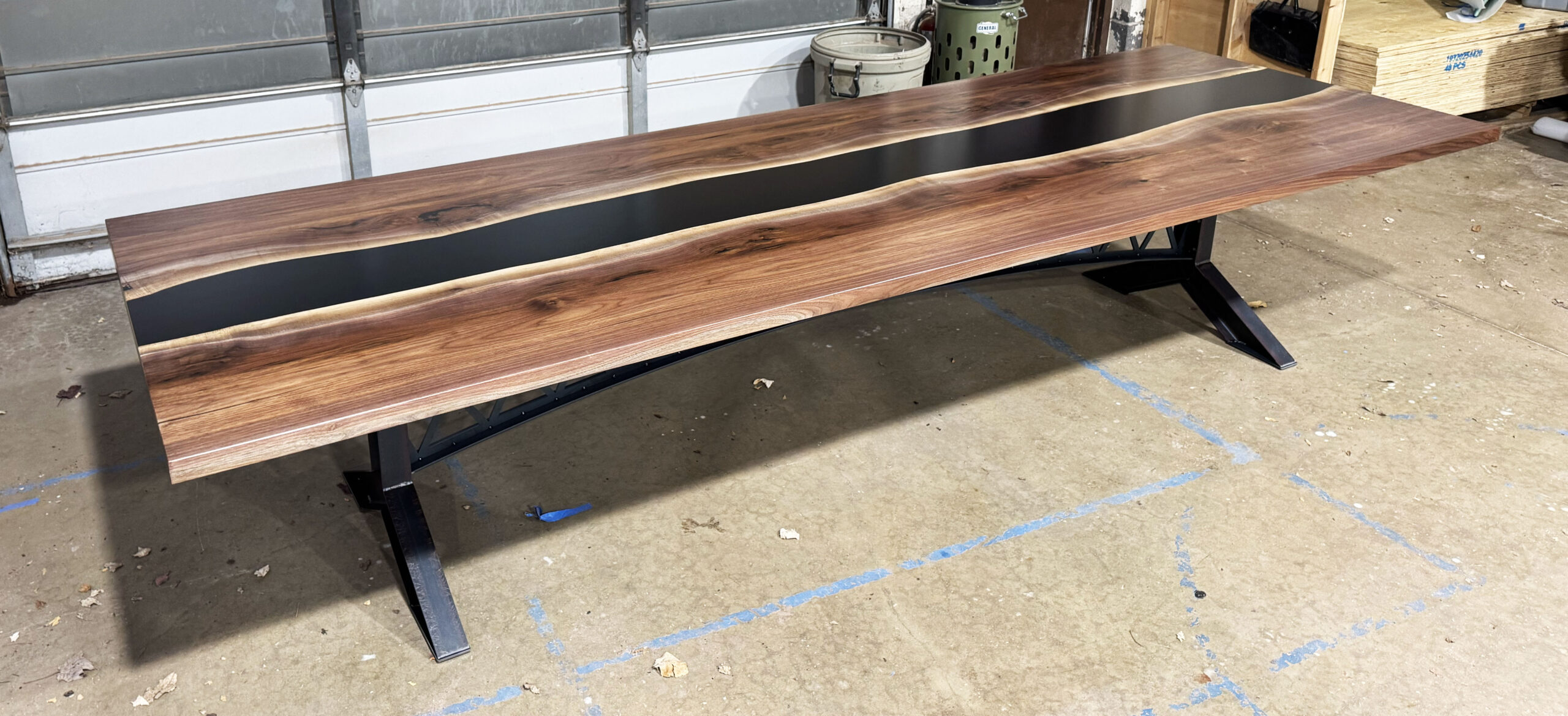 Black Walnut Conference Table With Black Resin River - Chagrin Valley ...